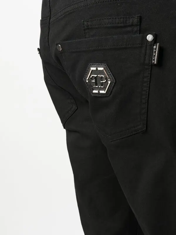 Philipp Plein Hexagon Mid-rise Slim-cut Jeans - Black