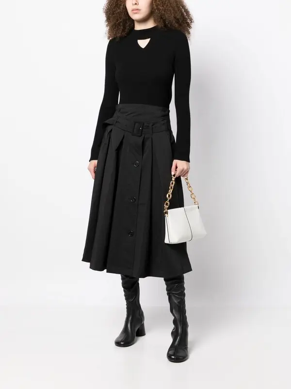 J KOO Ribbed Knit Cut-out Sweater