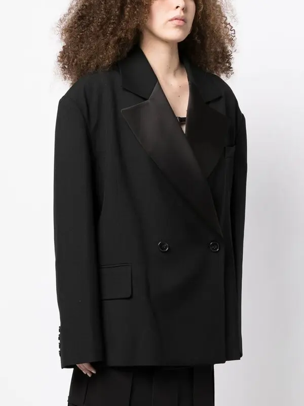J KOO Double-breasted Wool Blend Blazer