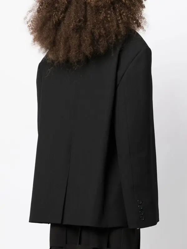 J KOO Double-breasted Wool Blend Blazer