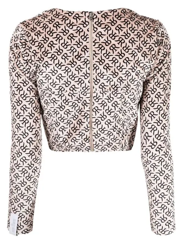 Rokh Monogram-print Bustier Corset Top - Neutrals