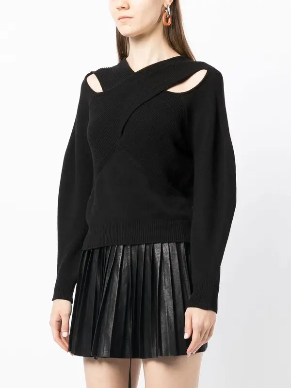 J KOO Crossover-neck Ribbed-knit Jumper