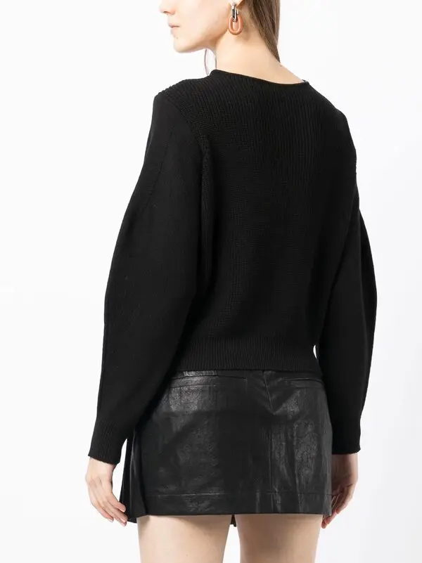 J KOO Crossover-neck Ribbed-knit Jumper