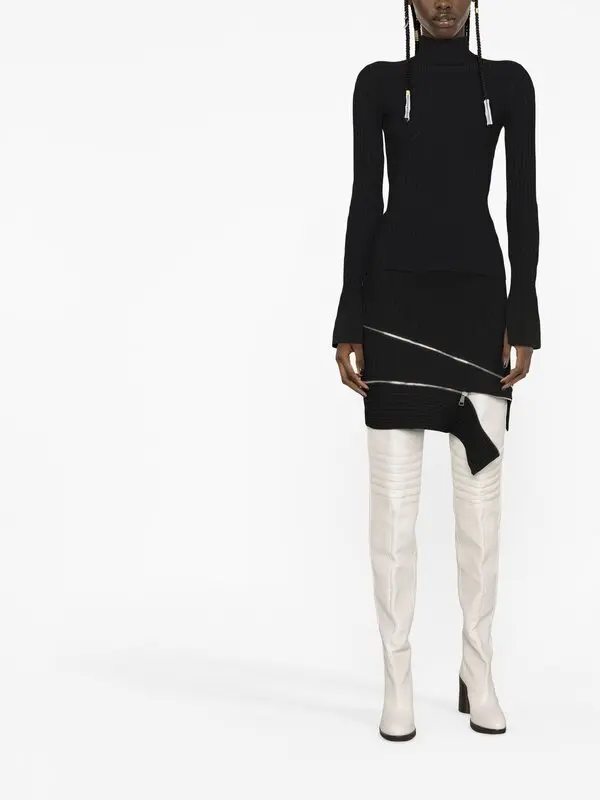 ANDREĀDAMO Zip-detail Knitted Skirt - Black