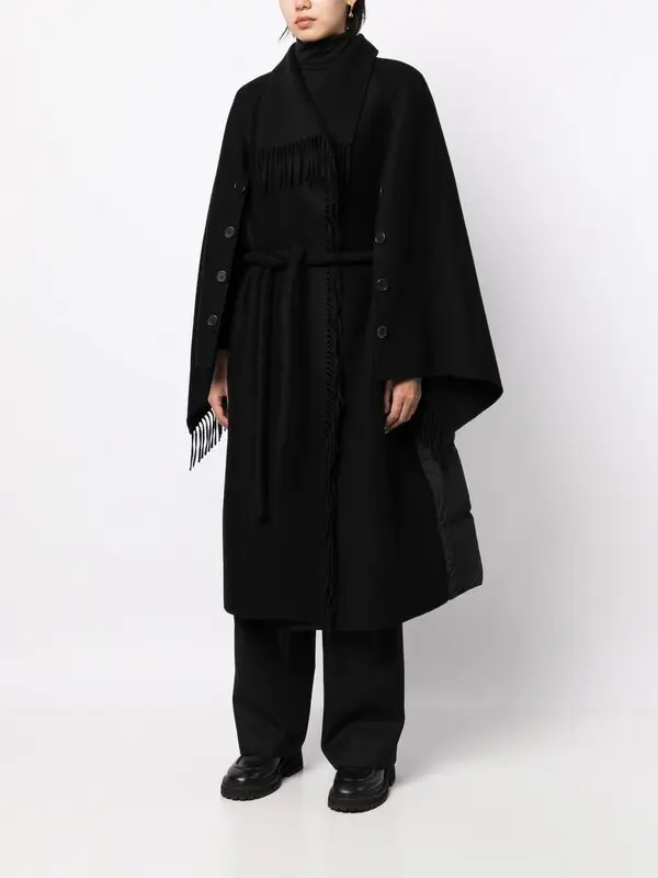 Goen.j Double-breasted Wool Coat With Fringe Detail