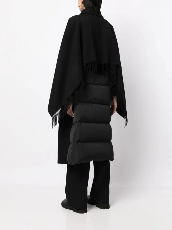 Goen.j Double-breasted Wool Coat With Fringe Detail