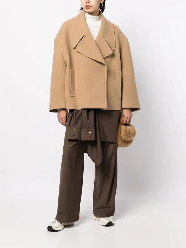 Goen.j Double-breasted Cropped Jacket - Brown