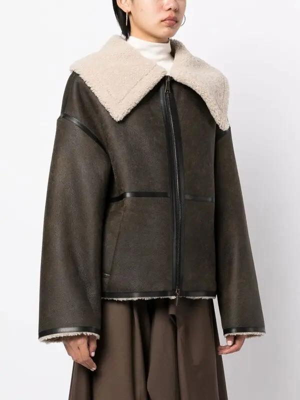 Goen.j Shearling-lined Aviator Leather Jacket