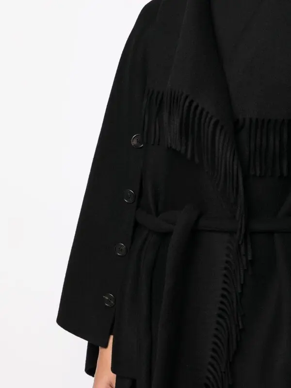 Goen.j Layered Cape Coat With Fringe