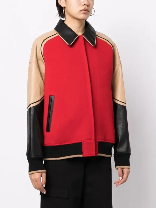 Goen.j Faux-leather Trim Wool Bomber Jacket