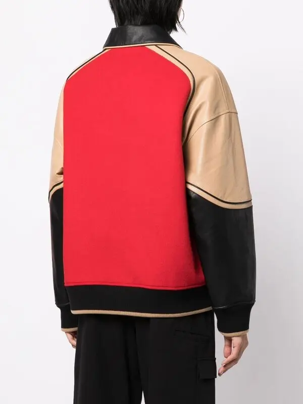 Goen.j Faux-leather Trim Wool Bomber Jacket