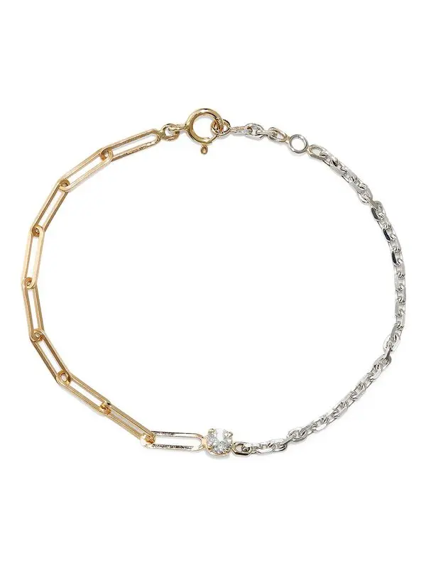 Yvonne Léon 18kt Yellow And White Solitaire Diamond Chain Bracelet - Gold
