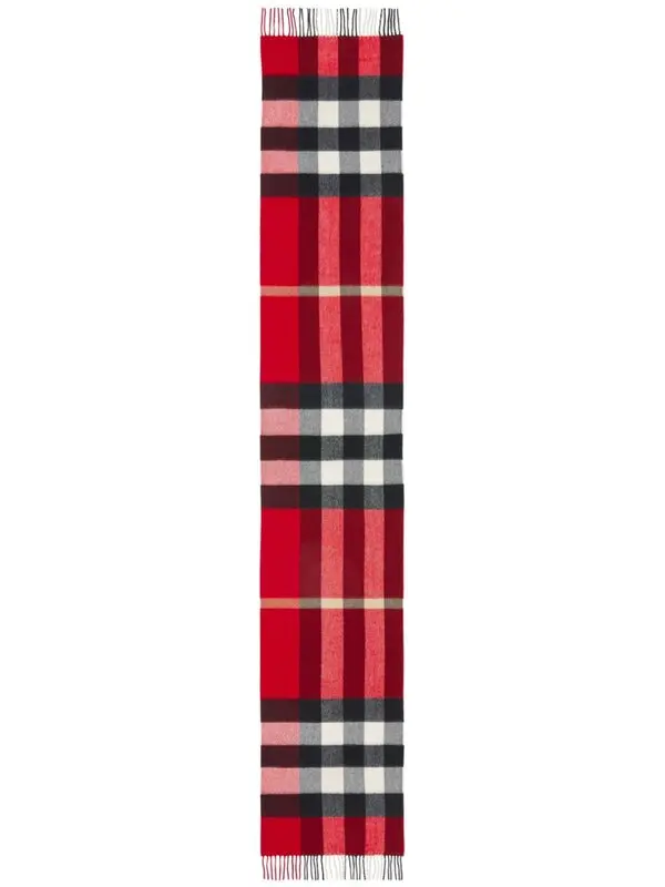 Burberry The Classic Check-pattern Fringed-trim Scarf - Red