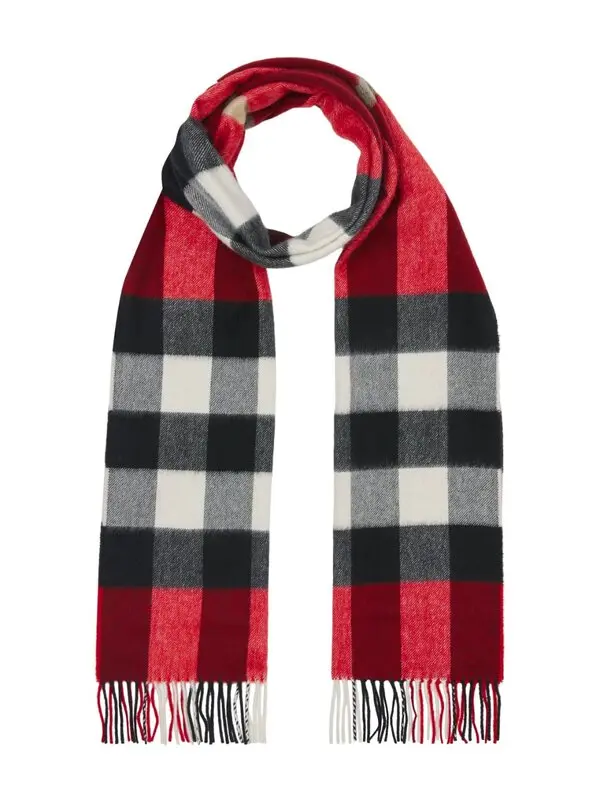 Burberry The Classic Check-pattern Fringed-trim Scarf - Red