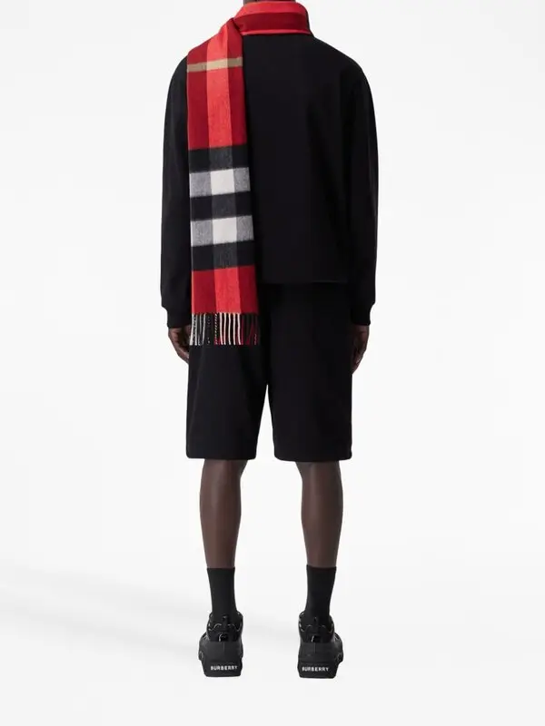Burberry The Classic Check-pattern Fringed-trim Scarf - Red