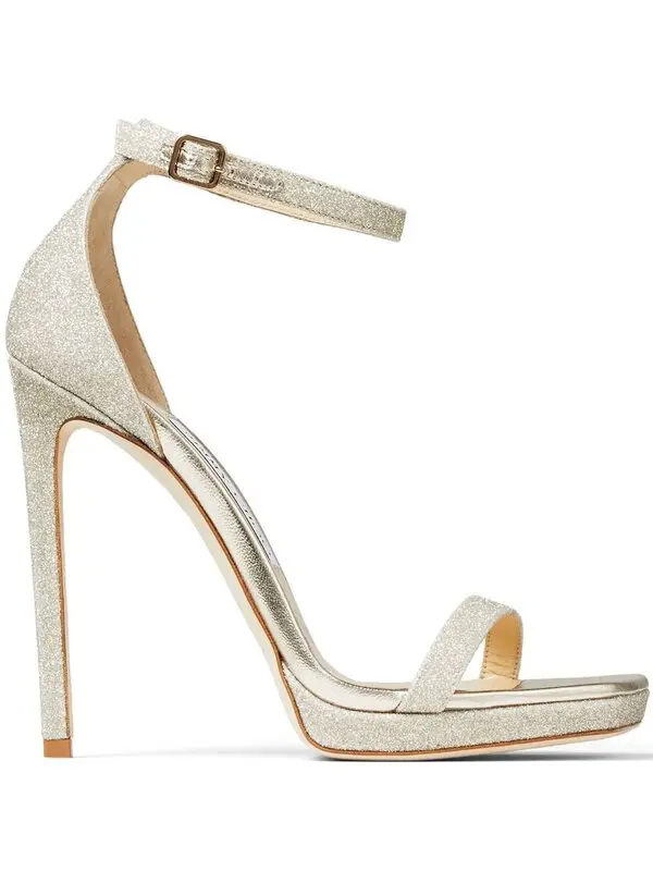 JIMMY CHOO 120mm Alva Glitter Sandals - Gold