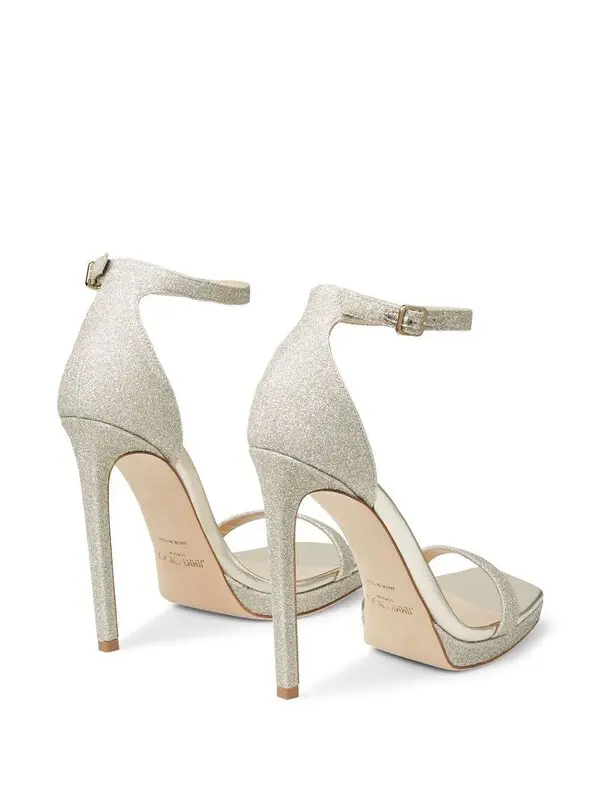 JIMMY CHOO 120mm Alva Glitter Sandals - Gold