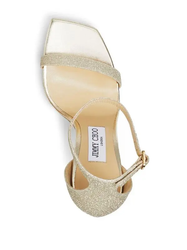 JIMMY CHOO 120mm Alva Glitter Sandals - Gold
