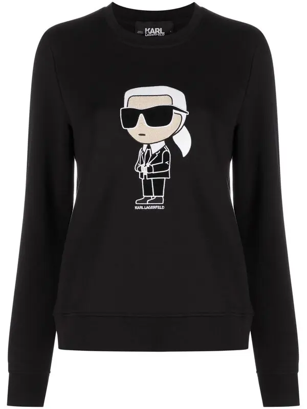 Karl Lagerfeld Ikon Organic-cotton Sweatshirt - Black