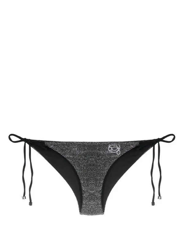 Karl Lagerfeld Ikon Lurex Bikini Bottom - Grey