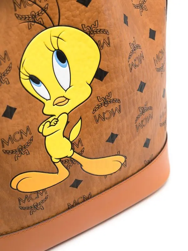 Mcm X Looney Tunes Medium Dessau Bucket Bag - Brown  display picture 1