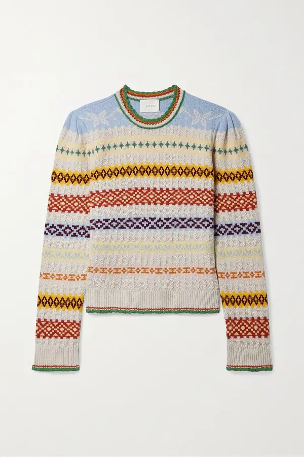 DÔEN Brynn Fair Isle Recycled Cashmere And Wool-blend Sweater