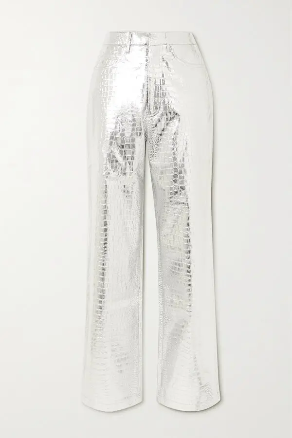 ROTATE BY BIRGER CHRISTENSEN Rotie Croc-effect Faux Leather Straight-leg Pants