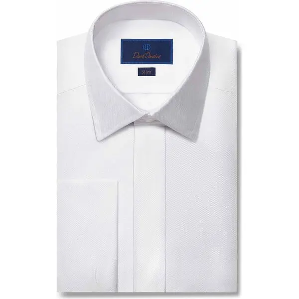 David Donahue Slim Fit Formal Cotton Dress Shirt - White