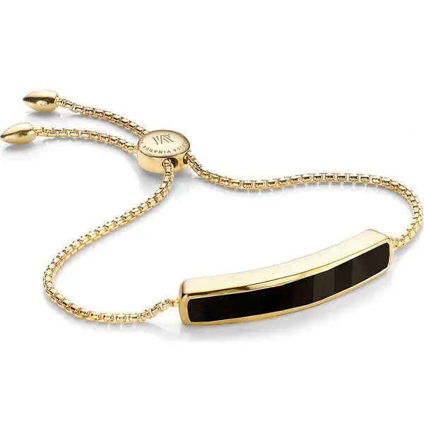 Monica Vinader Engravable Baja Stone Bracelet - Yellow Gold/black Onyx