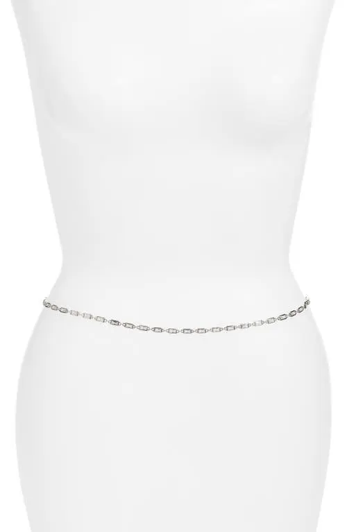 VIDAKUSH Rectangular Crystal Station Belly Chain - Clear/silver