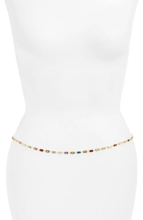 VIDAKUSH Rectangular Crystal Station Belly Chain - Multi/gold