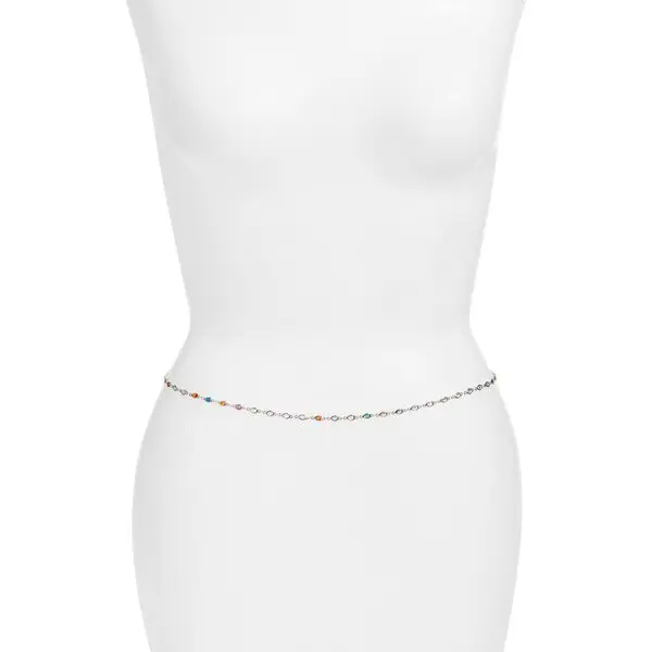 VIDAKUSH Rainbow Crystal Belly Chain - Silver