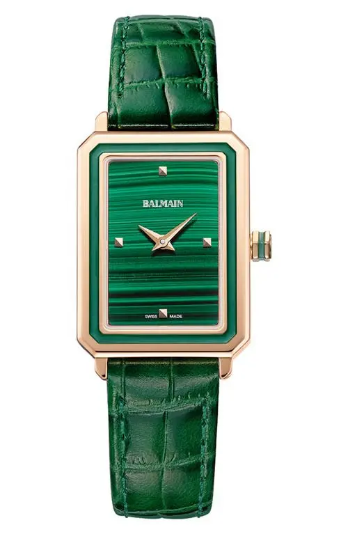 BALMAIN WATCHES Eirini Leather Strap Watch - Green