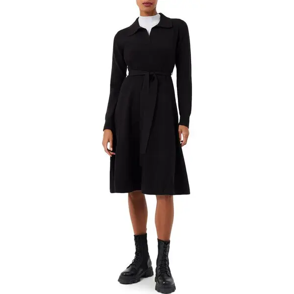 French Connection Judith Tie Waist A-Line Dress In Black - 61% Off |  Editorialist