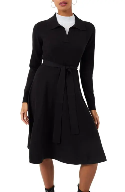 French Connection Judith Tie Waist A-Line Dress In Black - 61% Off |  Editorialist