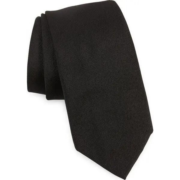 BOSS Solid Silk Neck Tie - Black