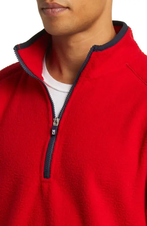 Cutter & Buck Cascade Fleece Pullover - Red/ Navy Blue