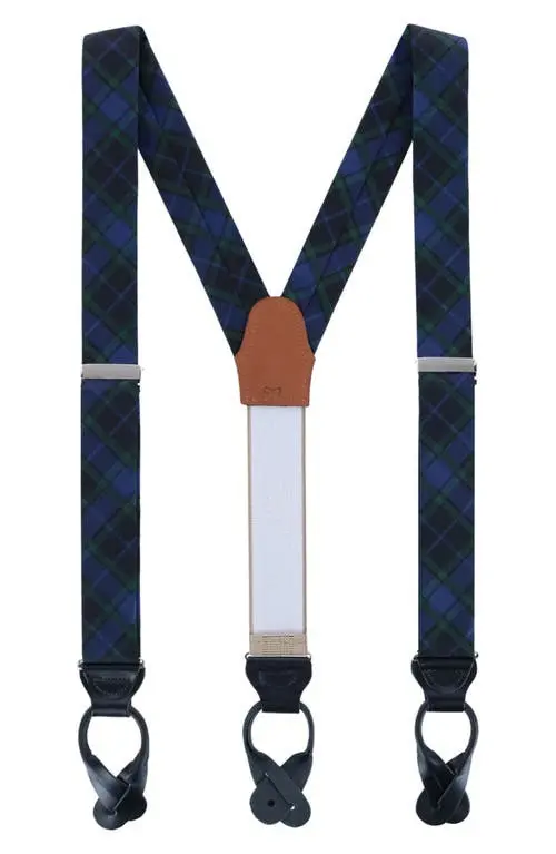 Trafalgar Ives Plaid Suspenders - Green And Navy Plaid