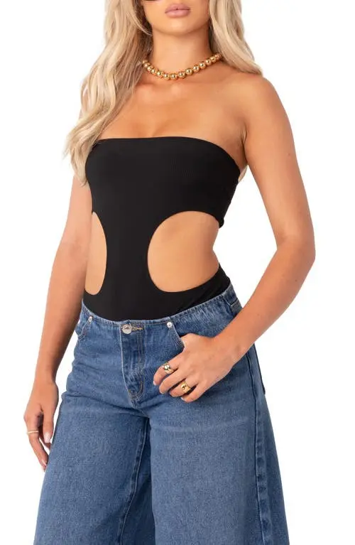 EDIKTED Vivie Cutout Rib Strapless Bodysuit