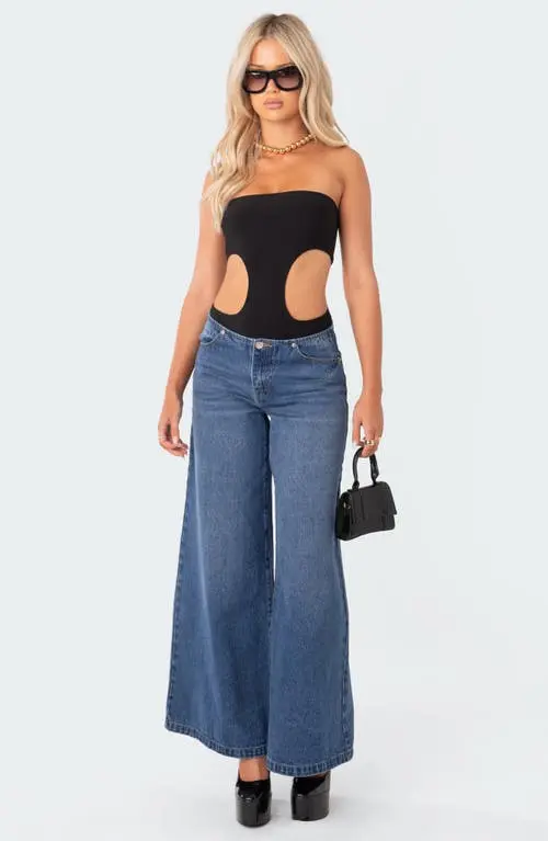 EDIKTED Vivie Cutout Rib Strapless Bodysuit