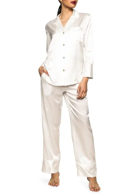 PETITE PLUME Silk Pajamas - White