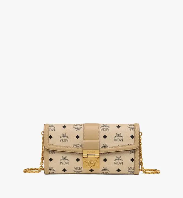 Mcm Tracy Chain Wallet - Beige + Black