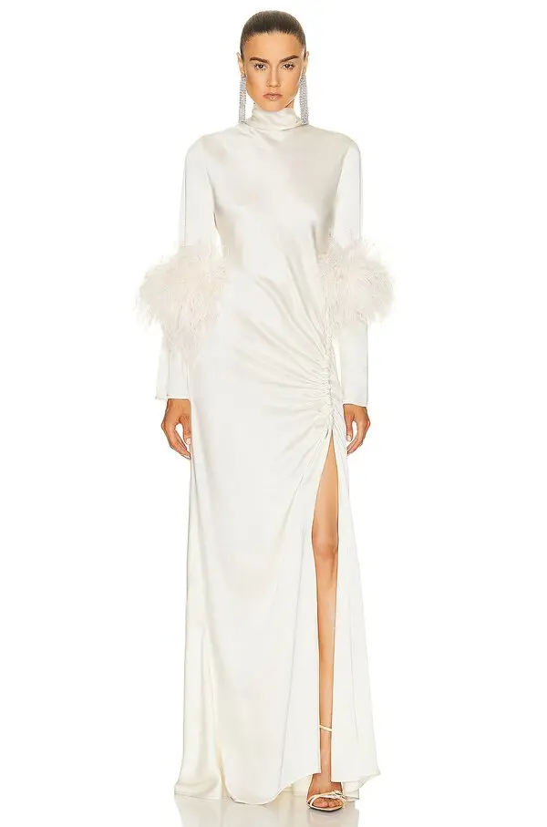 Lapointe Doubleface Satin Bias Tab Slit Maxi Dress