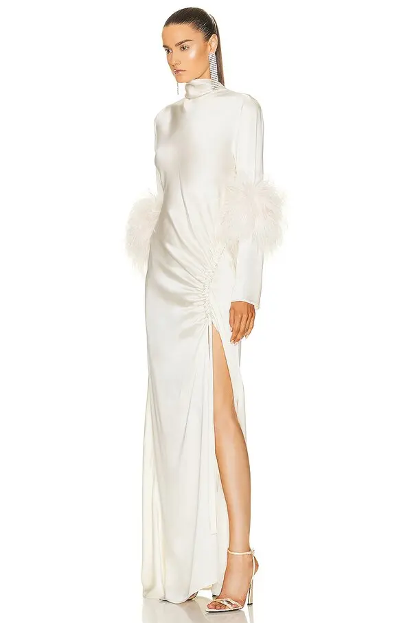 Lapointe Doubleface Satin Bias Tab Slit Maxi Dress