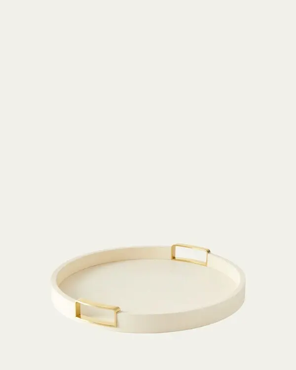 Aerin Carina Faux Shagreen Round Tray - Cream
