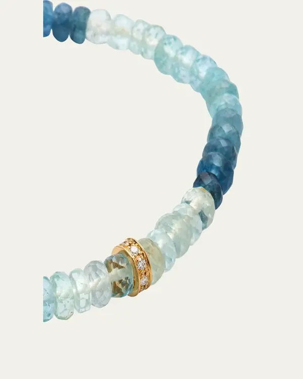 SYDNEY EVAN 14k Gold Diamond And Aqua Rondelle Bracelet