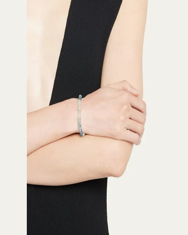 SYDNEY EVAN 14k Gold Diamond And Aqua Rondelle Bracelet