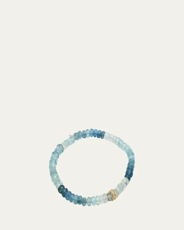 SYDNEY EVAN 14k Gold Diamond And Aqua Rondelle Bracelet