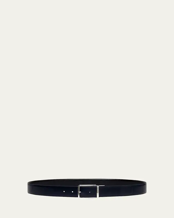 Santoni Reversible Leather Belt - Blue