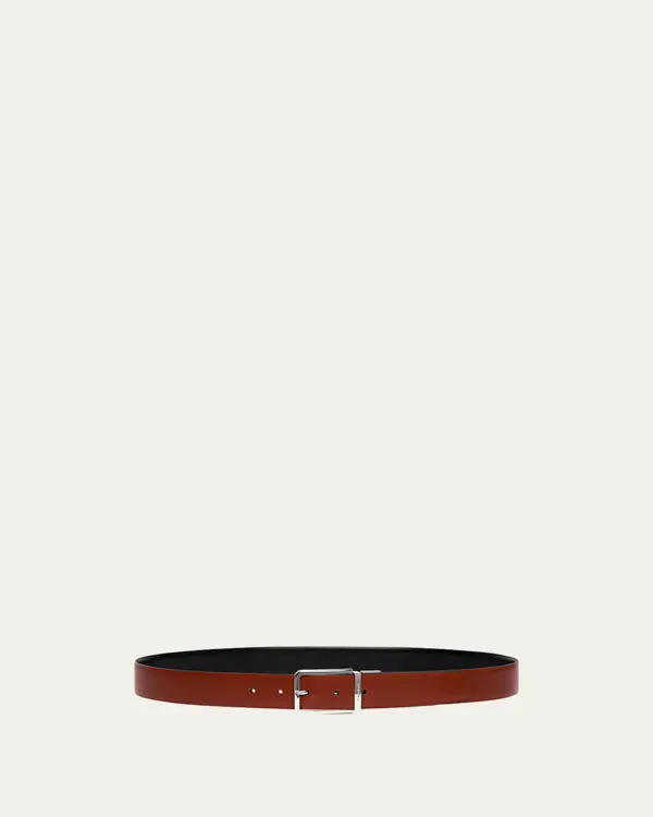 Santoni Reversible Leather Belt - Tan